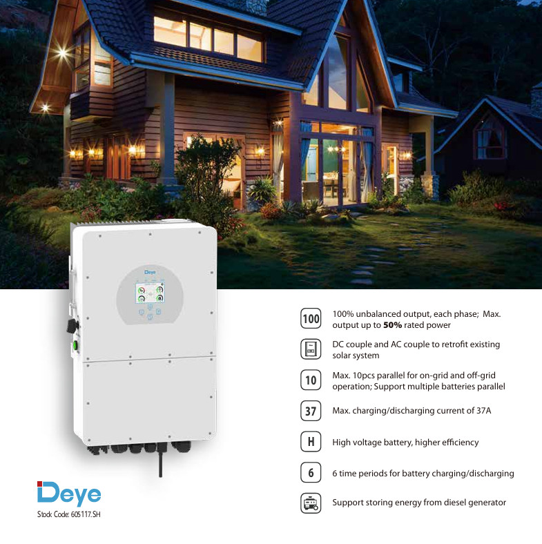Hybrid Inverter Deye áp cao Hiệu suất chuyển đổi cao tiết kiệm chi